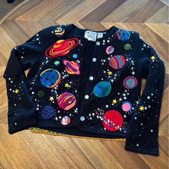 Michael Simon | Sweaters | Michael Simon Black Planetary Cardigan ...